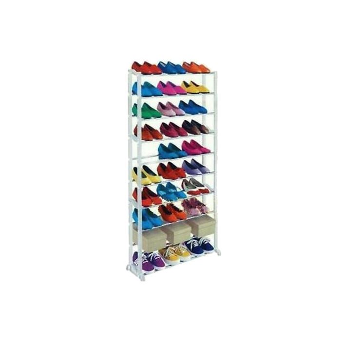 21 or 30 pair space saving shoe rack