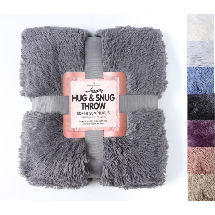 Luxury hug and snug faux fur throw