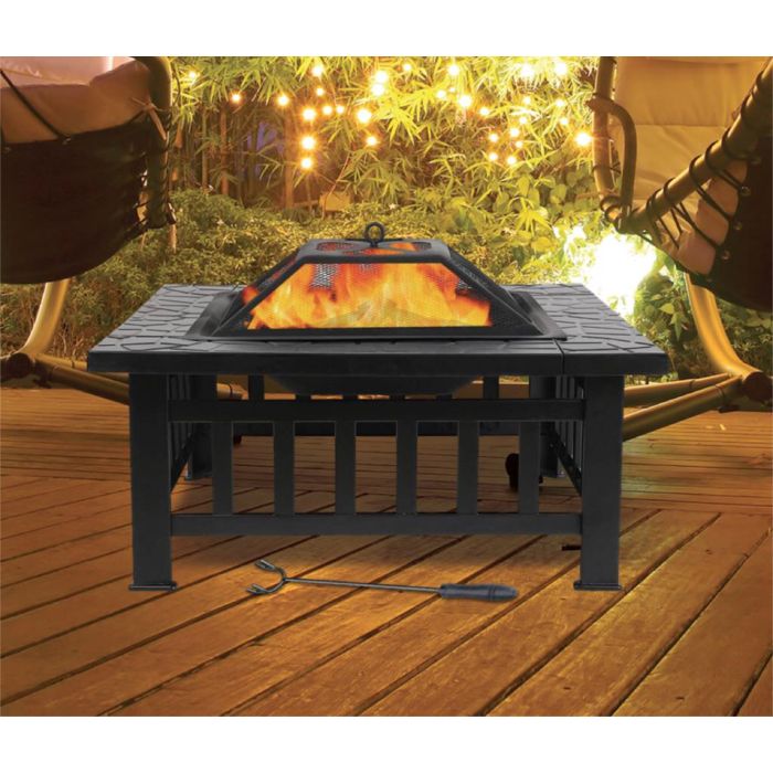 Large Square fire pit with BBQ Grill